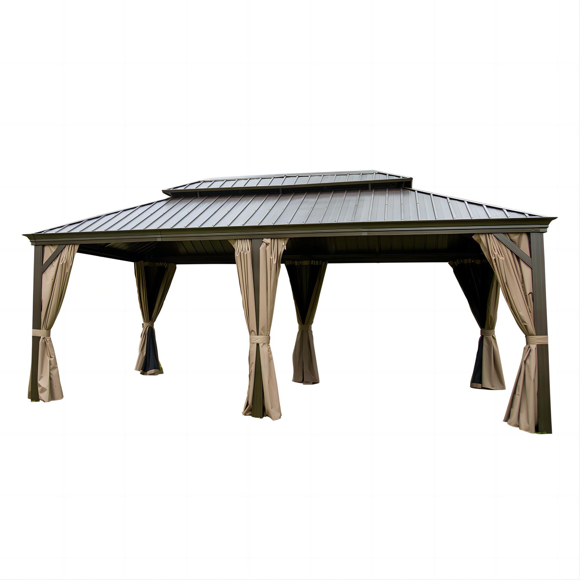 12'x20' Hardtop Gazebo, Outdoor Aluminum Frame Canopy with Galvanized
